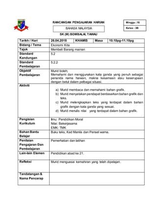 Rph bm ( 16)tahun 3 b(23 27.04.2018 ) | PDF