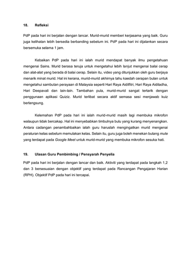 Contoh RPH BM Tahun 4 (PdPr) | PDF