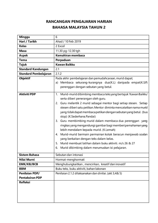 RPH BM THN 2 (BULAN FEB) | DOCX