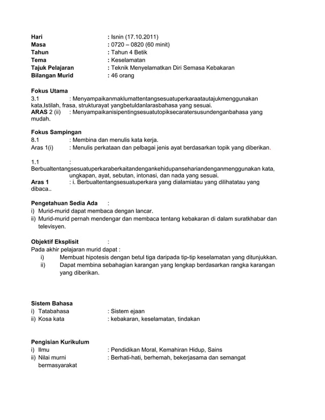 Rph bm tahun 4 dan refleksi | PDF