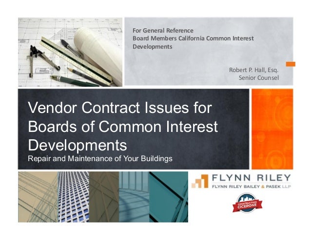 Vendor Contract Issues for Boards of Common Interest Developments