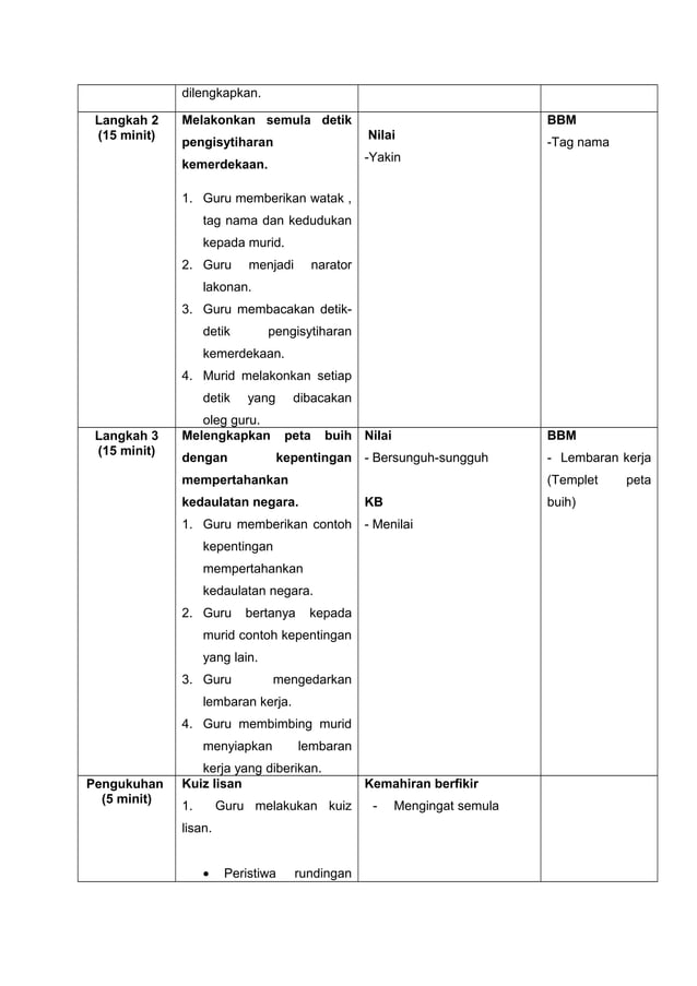 Rph Sejarah Tahun 5 detik kemerdekaan | DOC