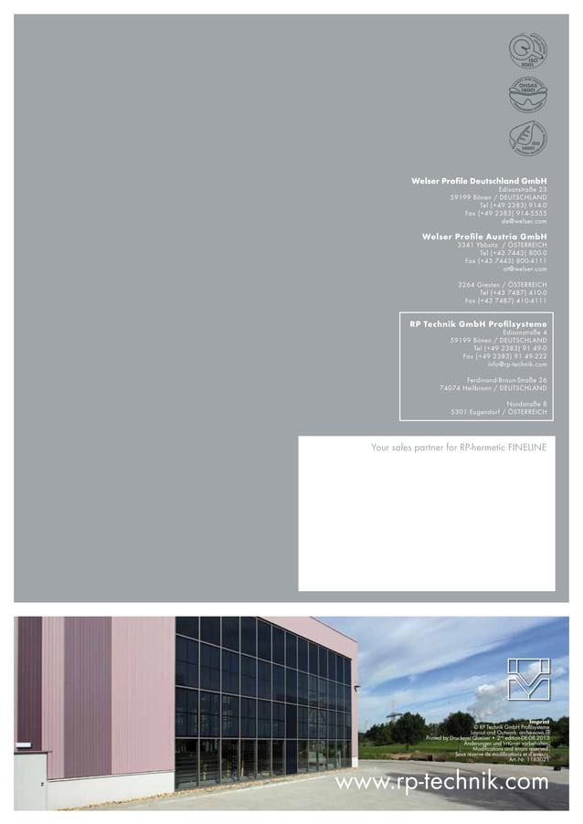 RP Hermetic Fineline - windows, partition systems & sliding elements | PDF