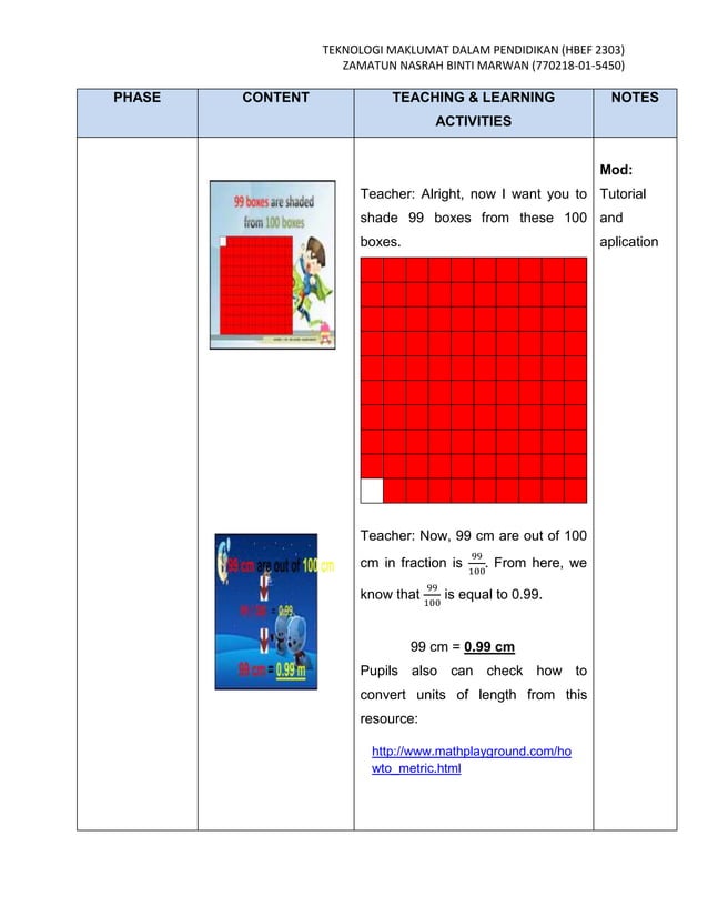 rancangan mengajar matematik (basic operations involving length) | DOCX ...