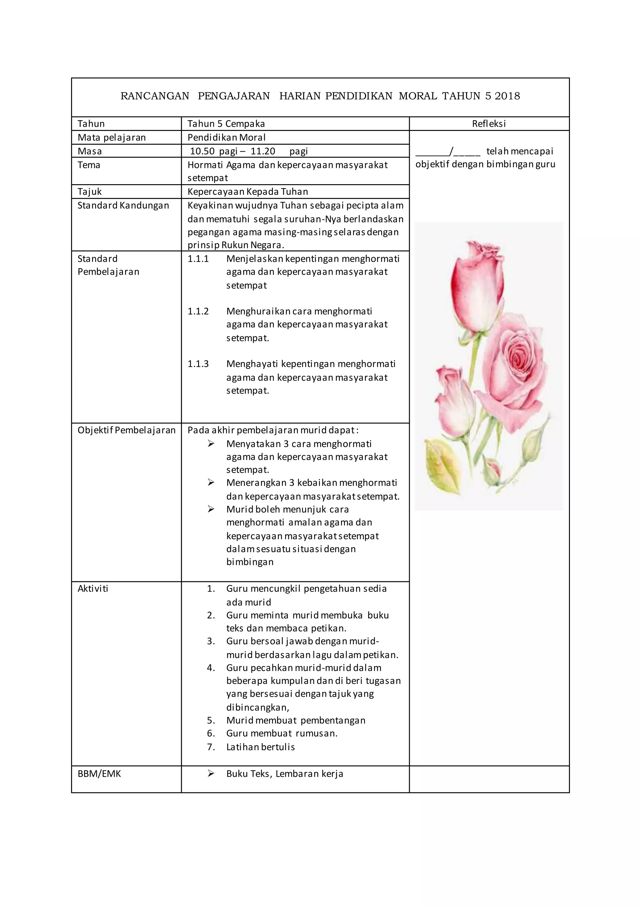 Rph moral tahun 5 | DOCX