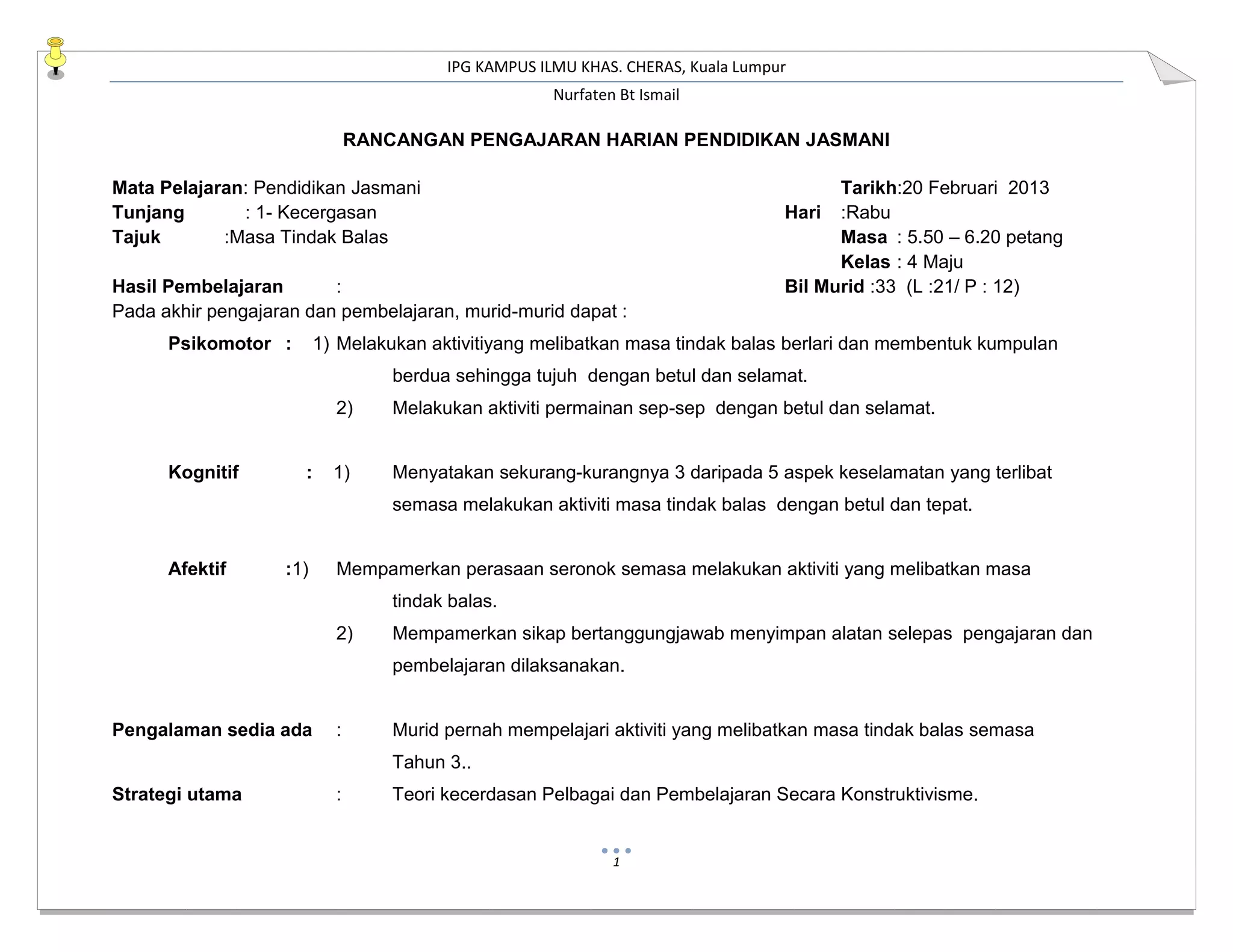 Rph pj t4 masa tndak bls 4 m | DOCX