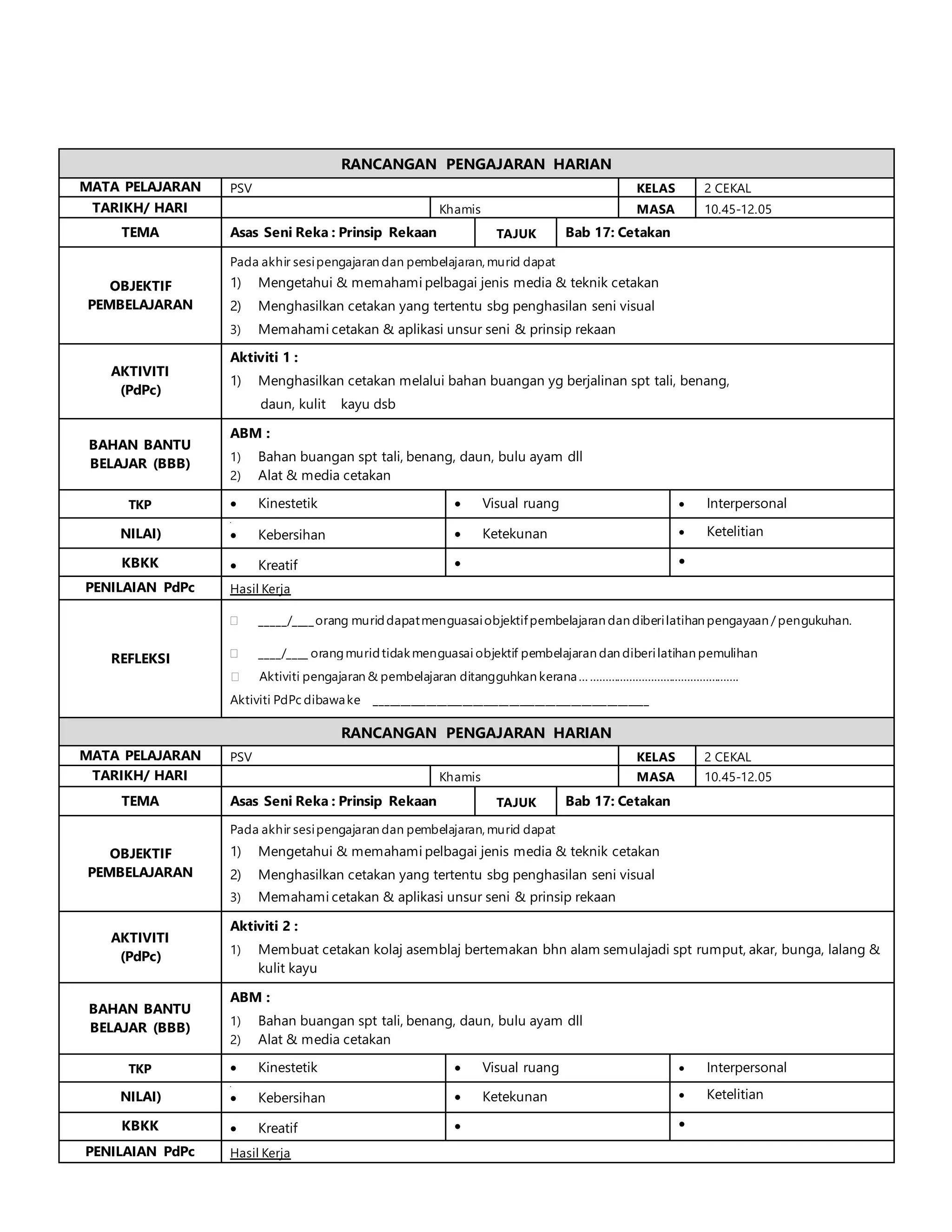 Rph psv peralihan | DOCX