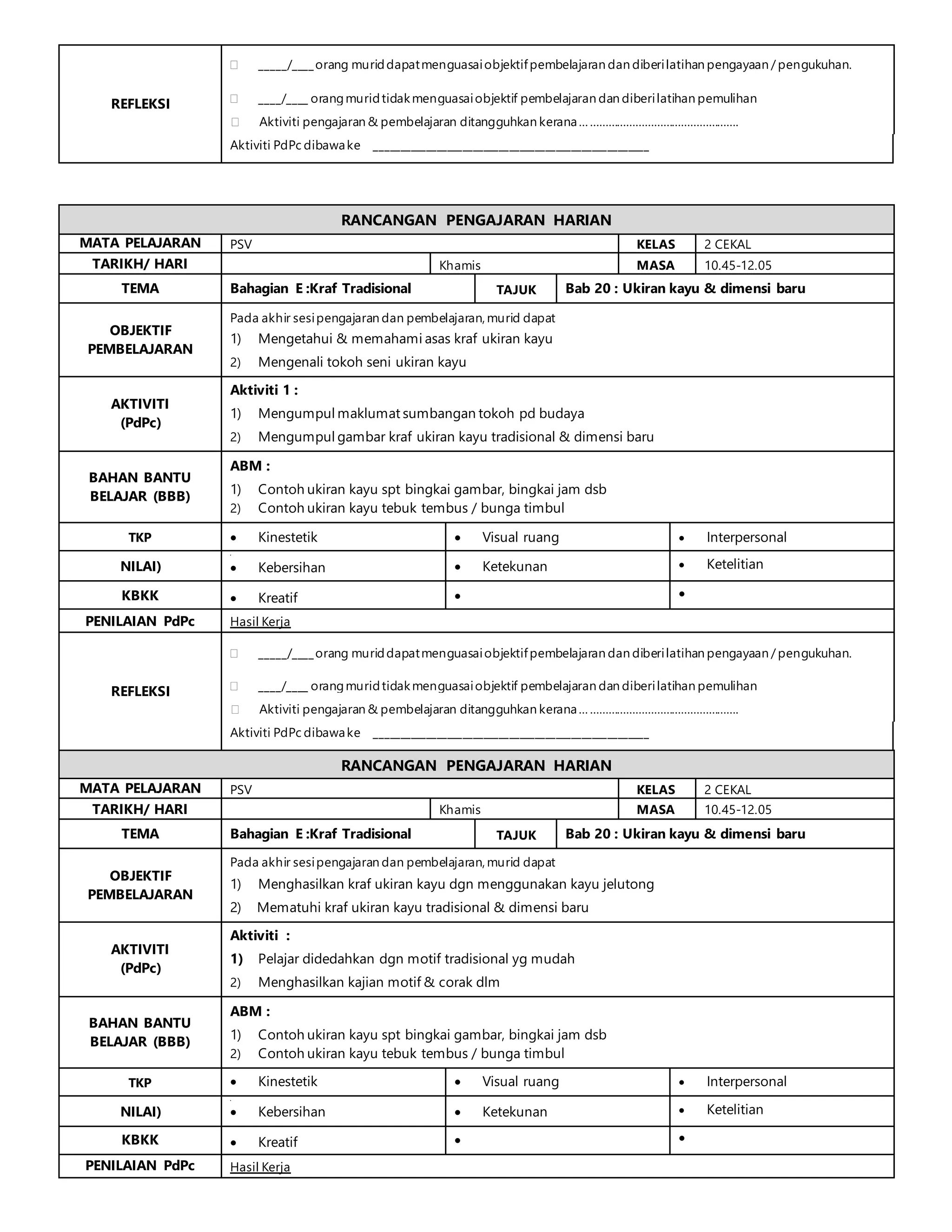 Rph psv peralihan | DOCX
