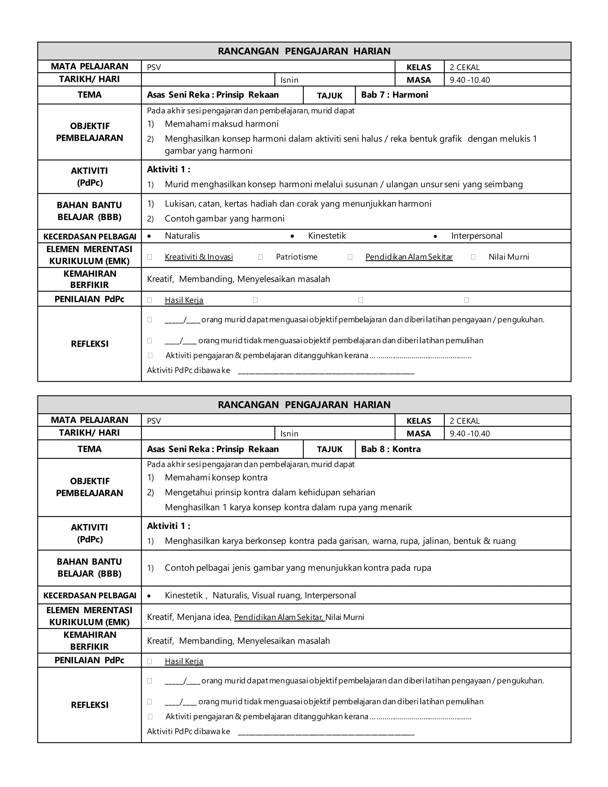 Rph psv peralihan | DOCX