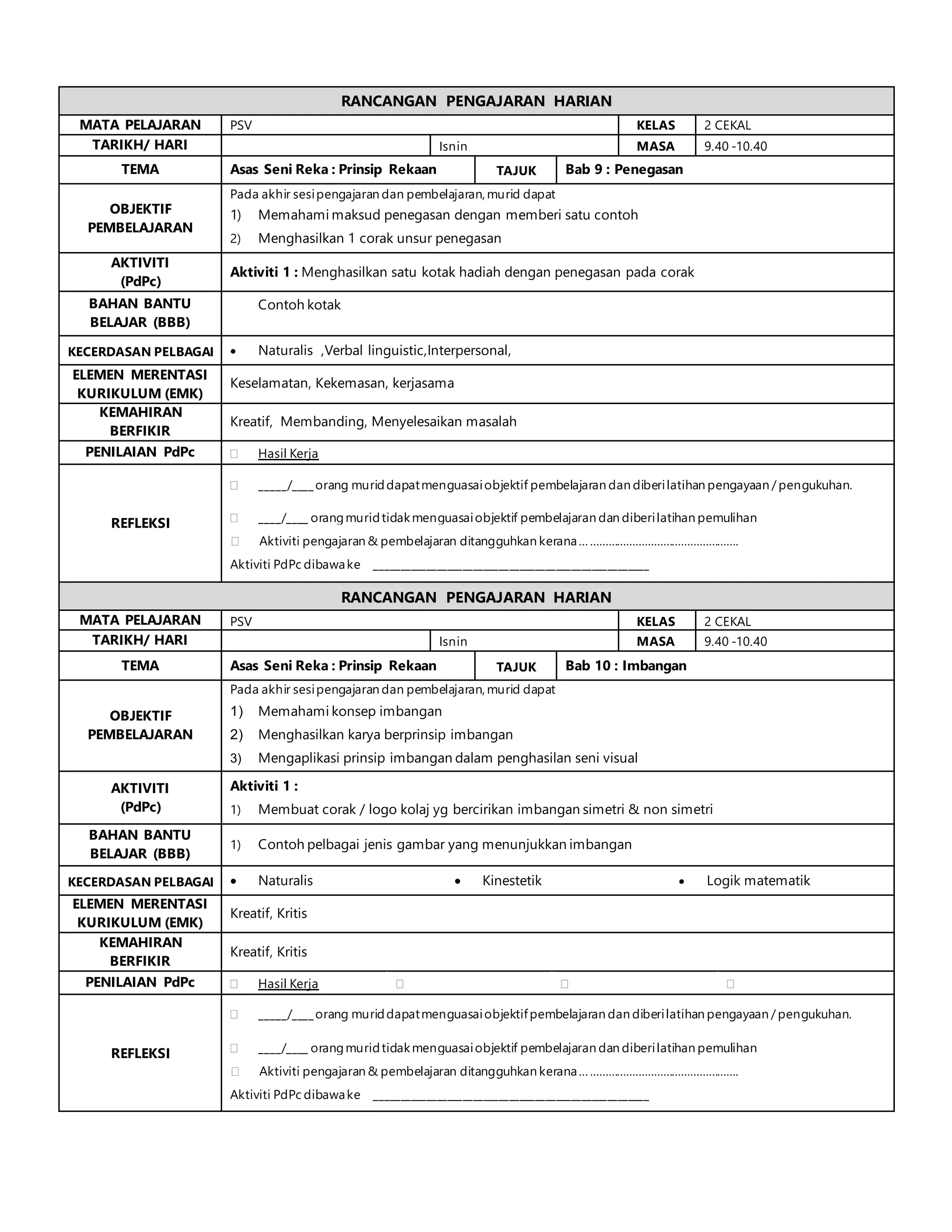 Rph psv peralihan | DOCX