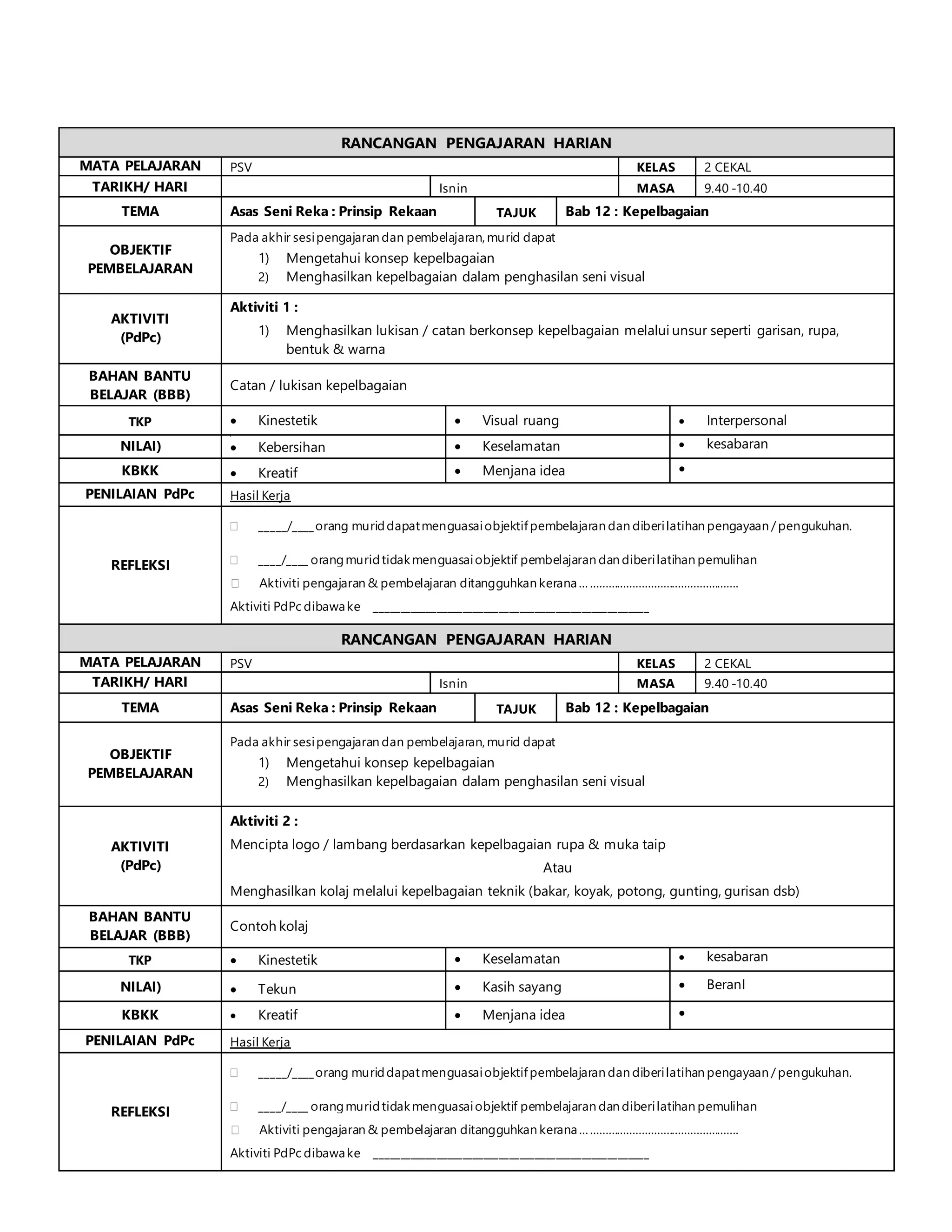 Rph psv peralihan | DOCX