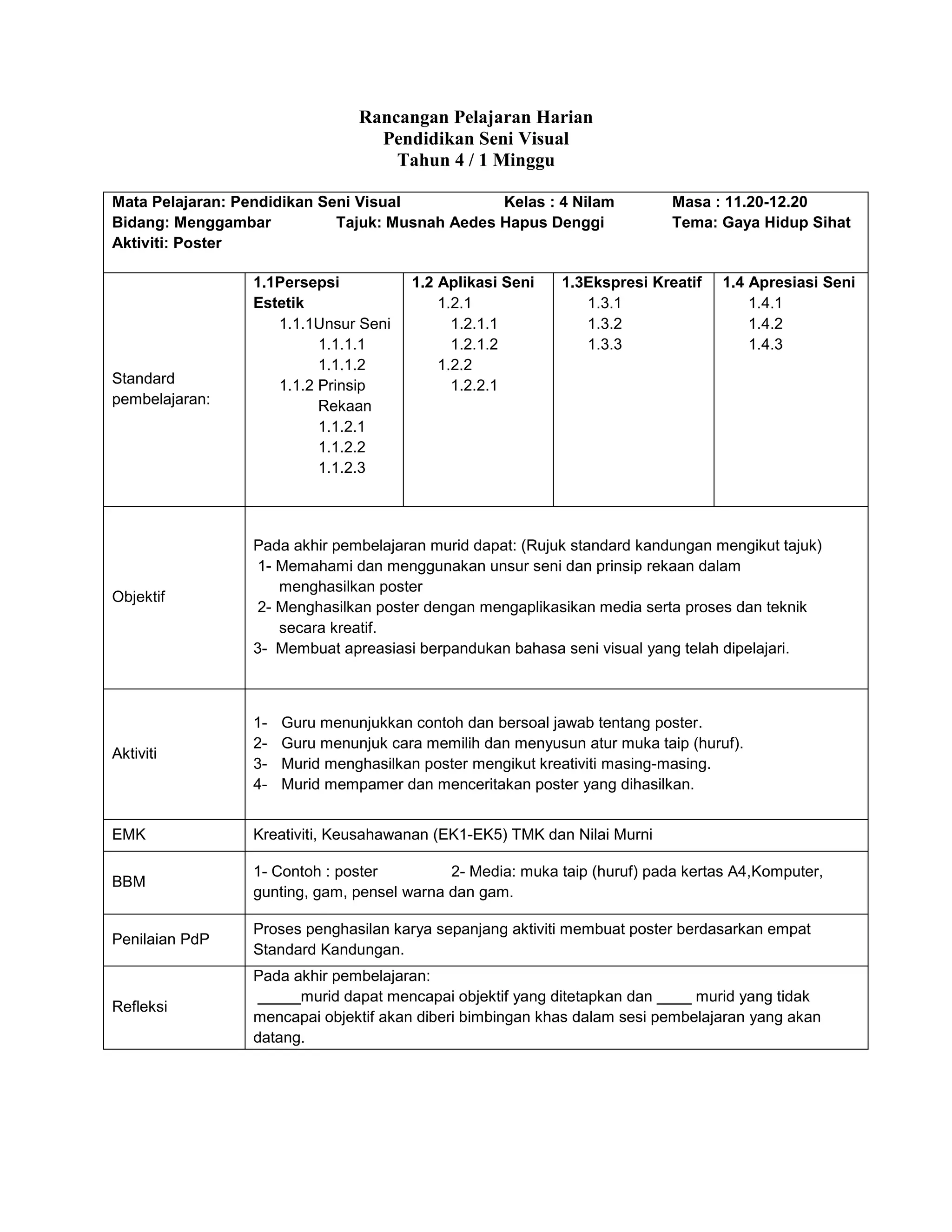 Rph psv tahun 4 poster | DOCX
