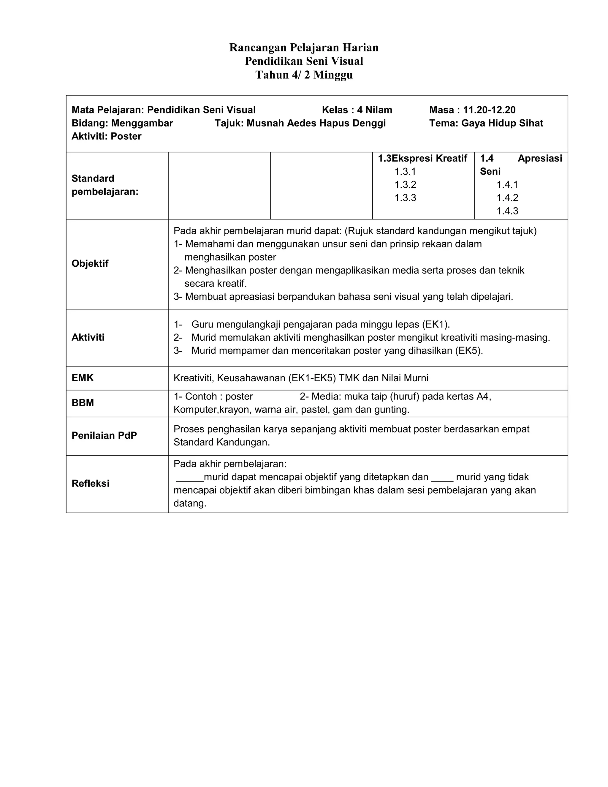 Rph psv tahun 4 poster | DOCX