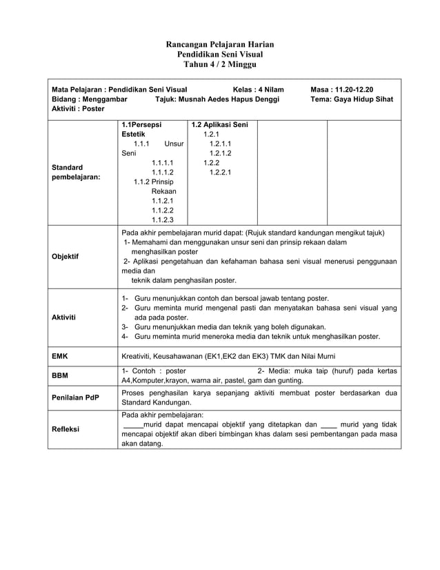Rph psv tahun 4 poster | DOCX