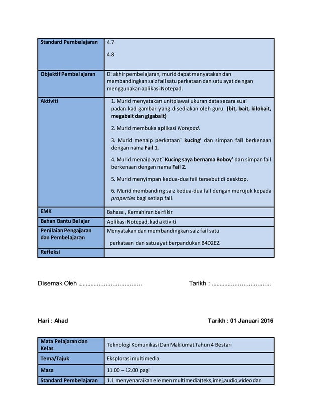 Rph tmk thn 4 setahun | DOCX