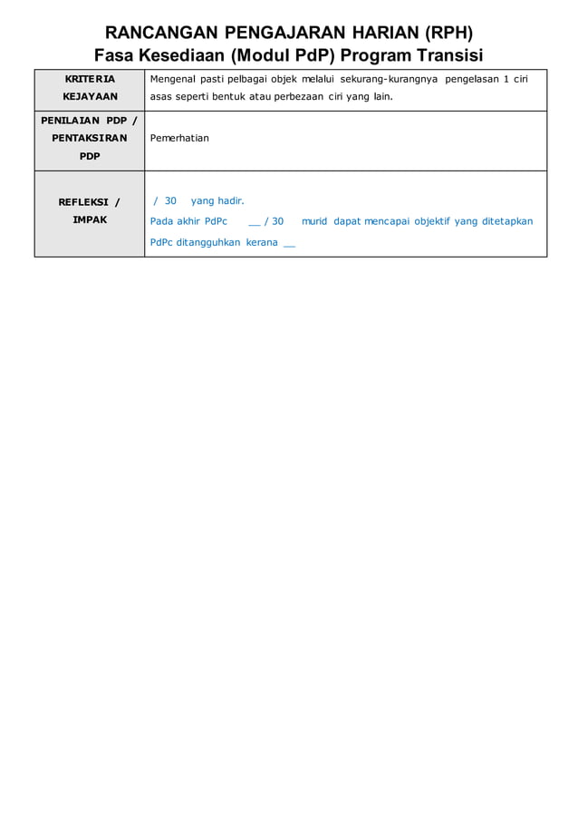 Rph transisi 15 16 march | PDF