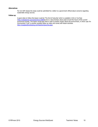 Energy Sources WebQuest | PDF | Power and Energy Industry | Industries