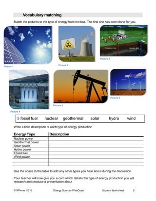 Energy Sources WebQuest | PDF | Power and Energy Industry | Industries