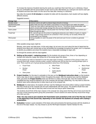 Energy Sources WebQuest | PDF