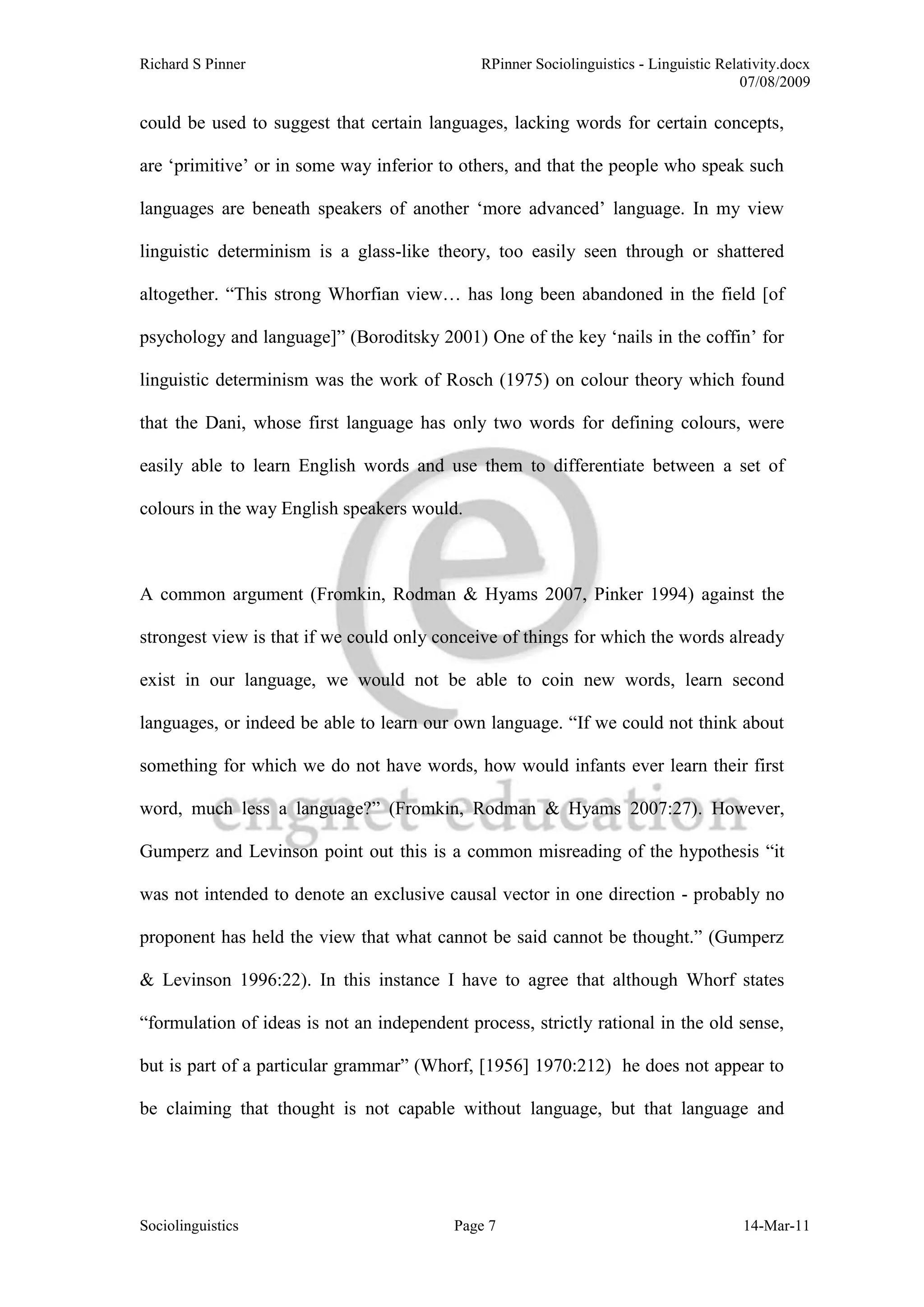 Sociolinguistics linguistic relativity | PDF
