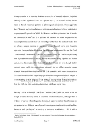 Sociolinguistics linguistic relativity | PDF