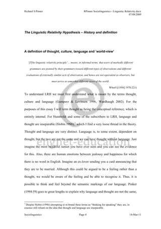 Sociolinguistics linguistic relativity | PDF