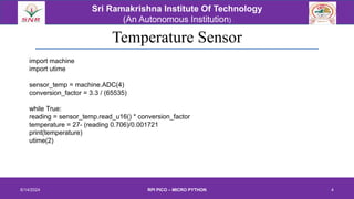 rpi PICO micro python - SENSORS interfacing | PDF