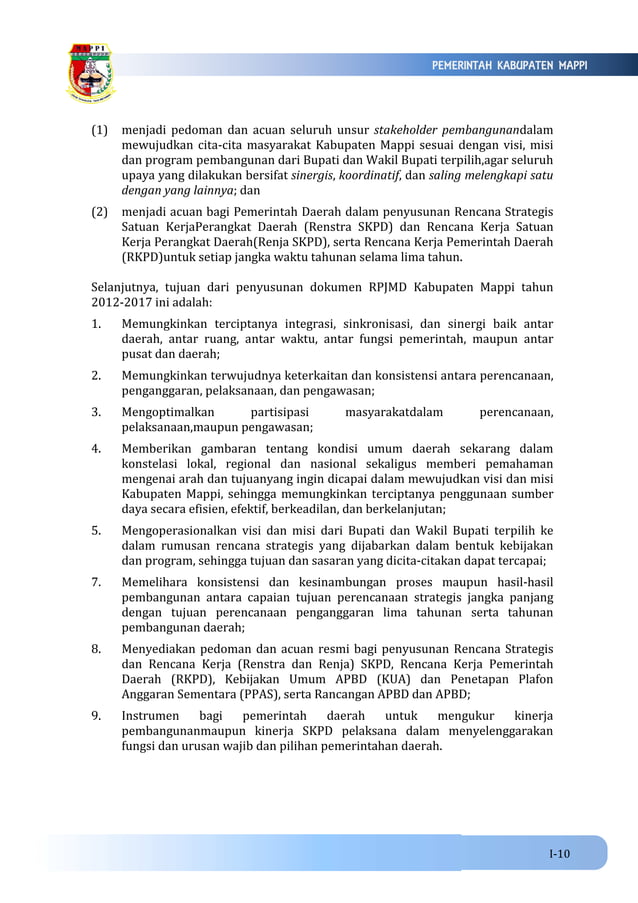 RPJMD (rencana pembangunan jangka menengah daerah) 2012 - 2017 ...