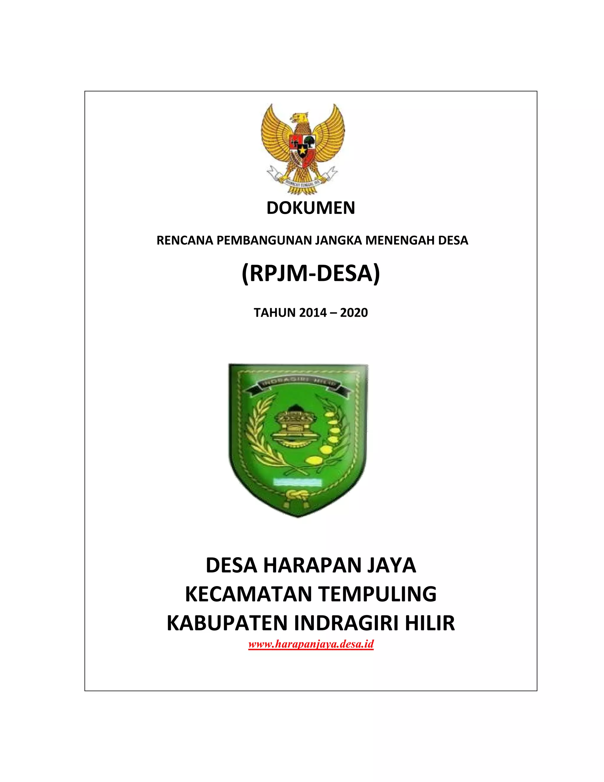 Rpjm des harapan-jaya-2014-2020 | PDF