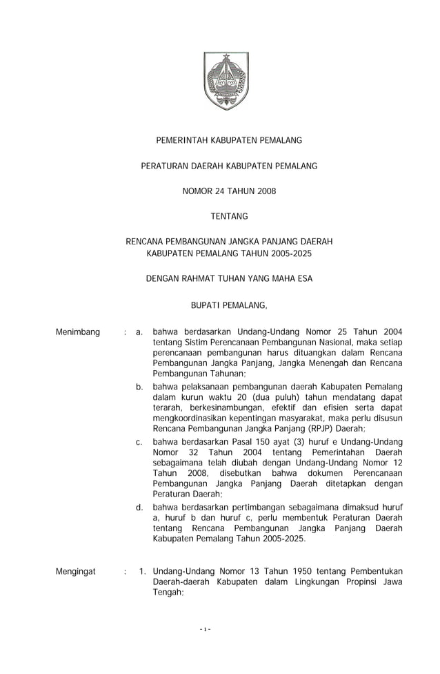 Rpjpd 228 2005 pemalang | PDF