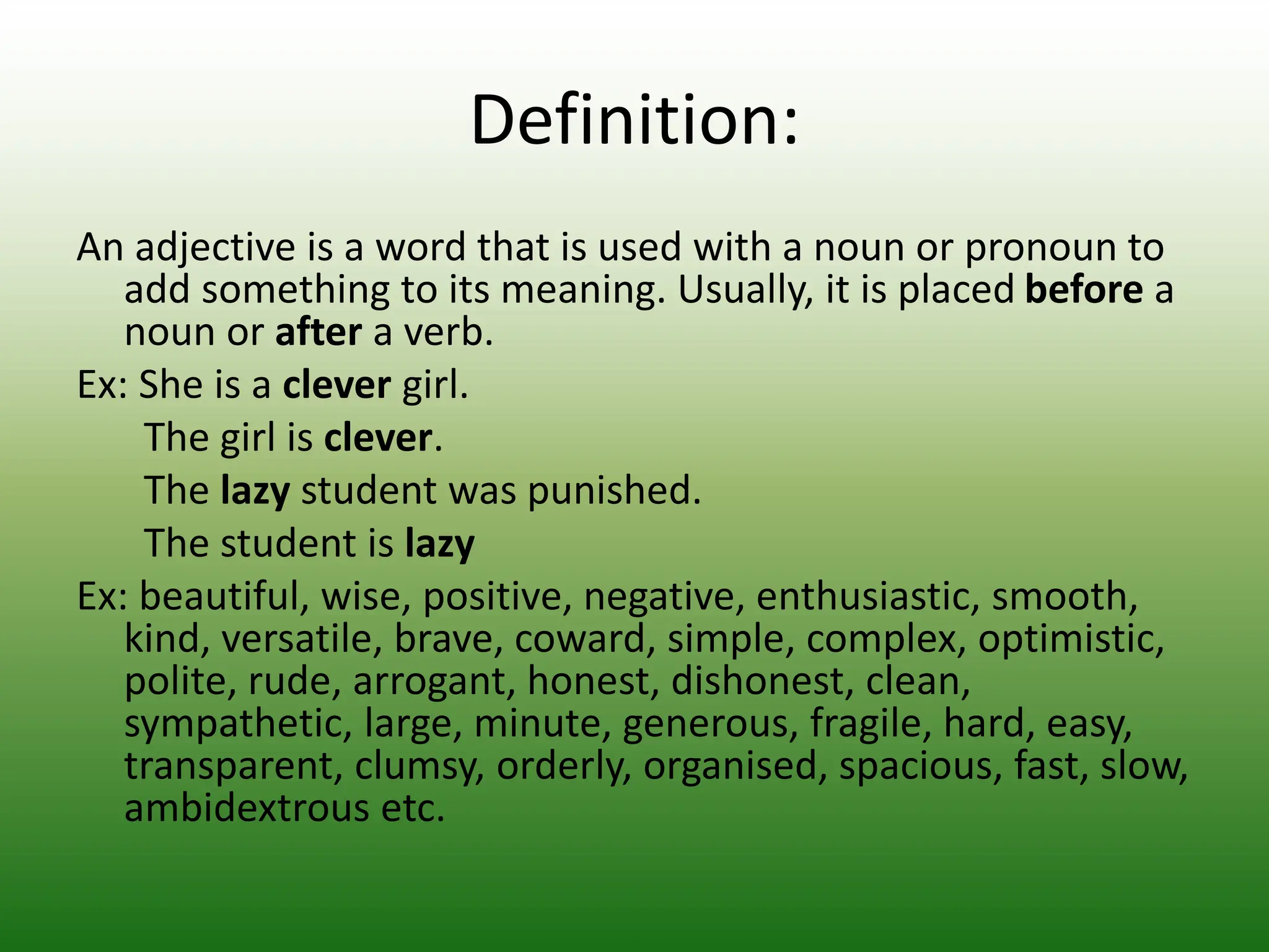 DESCRIBING WORDS: listening for comprehension | PPTX