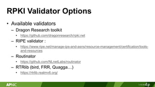 Peering Asia 2.0: RPKI for Peering | PPT