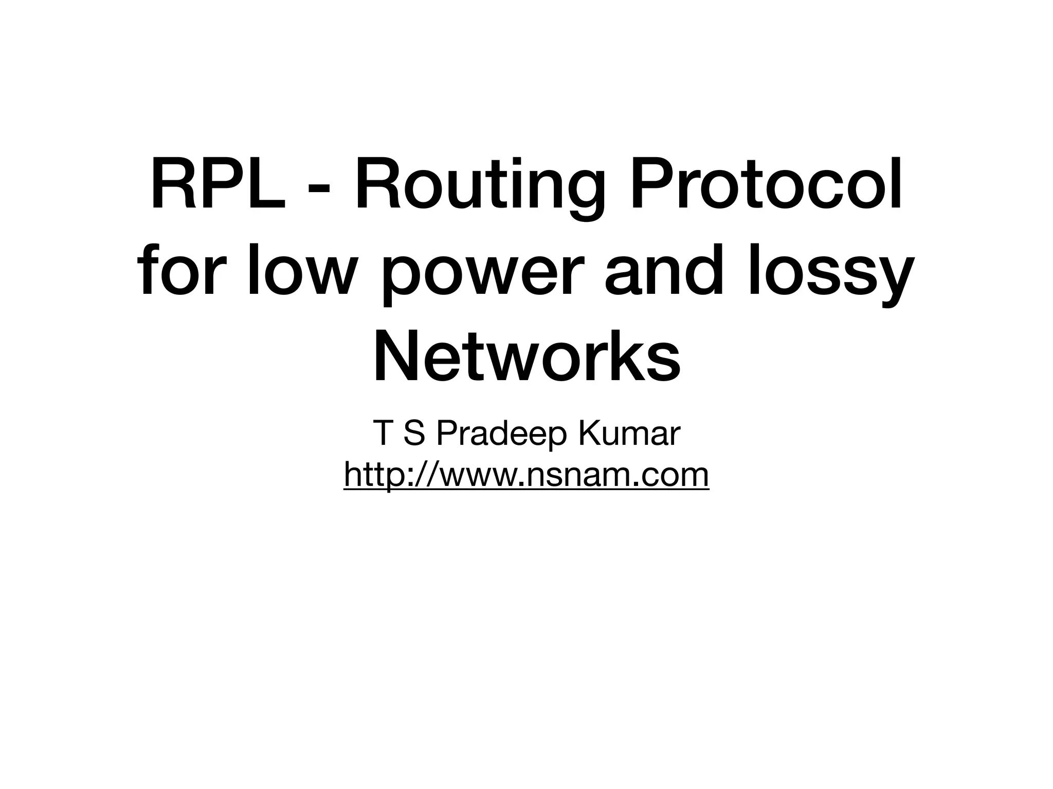 Rpl Routing Protocol For Low Power And Lossy Networks Pdf Computer Networking Computing