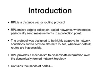 RPL - Routing Protocol for Low Power and Lossy Networks | PDF