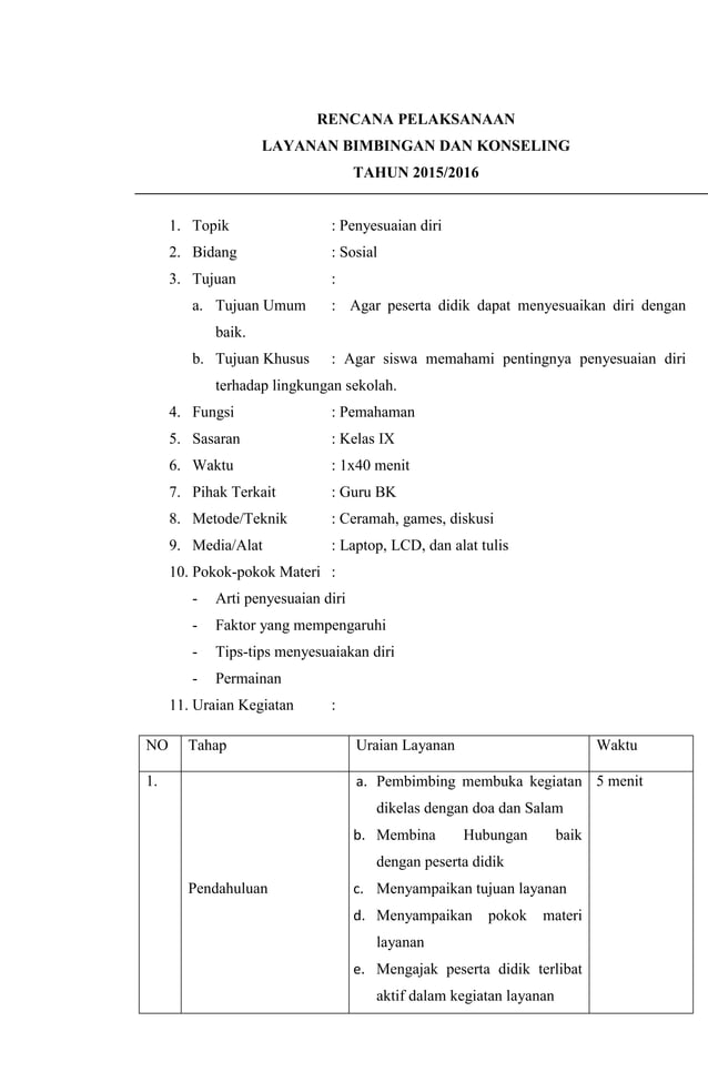 Rpl Bimbingan dan Konseling | PDF