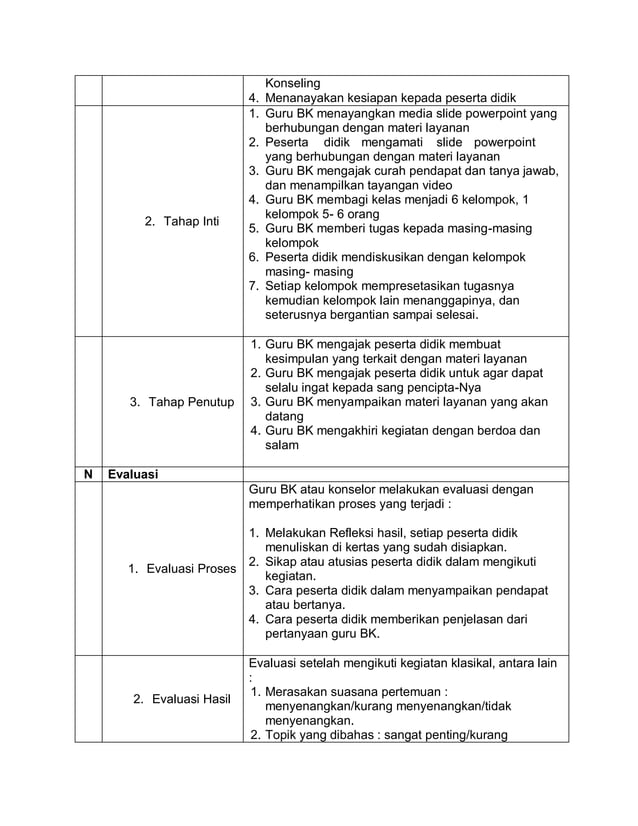 RENCANA PELAKSANAAN LAYANAN (RPL) BIMBINGAN KLASIKAL | PDF