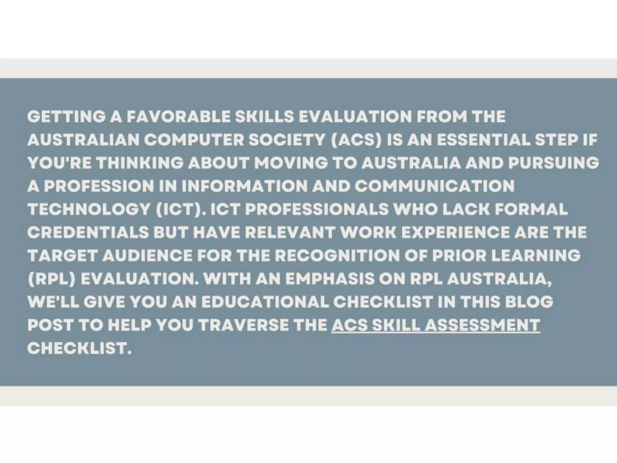 RPL Australia Applicants' Comprehensive Guide to the ACS Skill ...