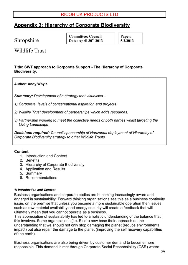 Ricoh Telford Biodiversity report | PDF