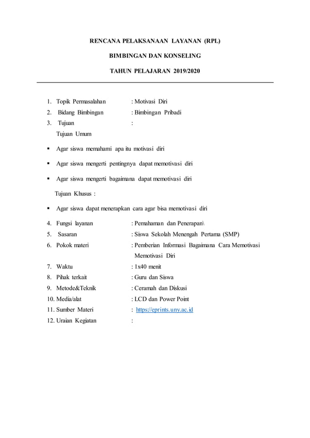 Rpl BK Motivasi Diri | DOCX