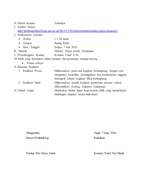 Contoh RPL Bimbingan dan konseling topik bebas "Pelecehan seksual" | DOCX