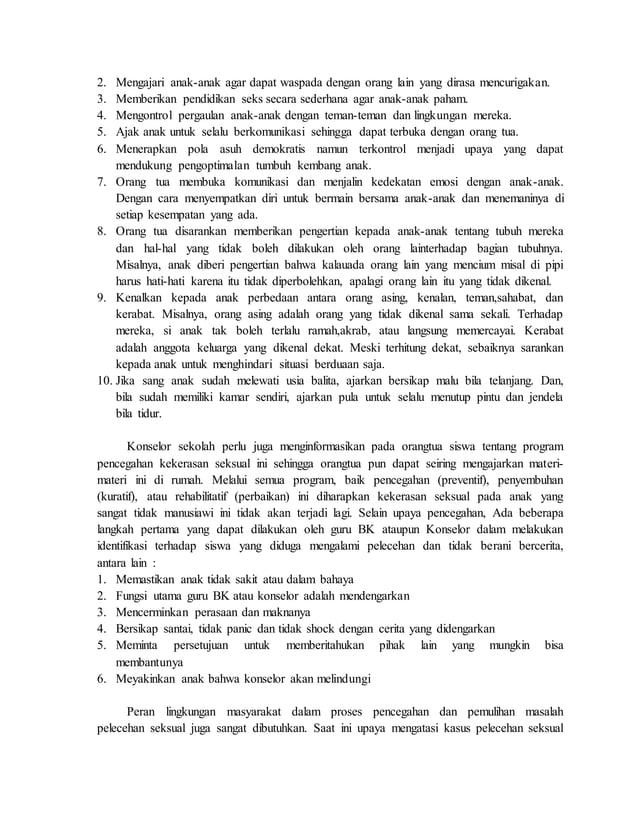 Contoh RPL Bimbingan dan konseling topik bebas "Pelecehan seksual" | DOCX