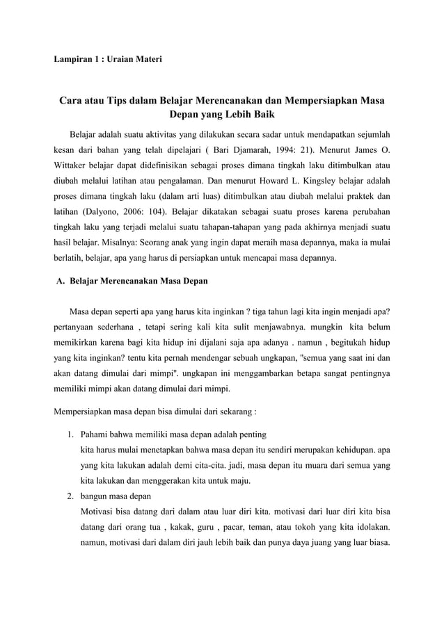 RPL Cara atau Tips dalam Belajar Merencanakan dan Mempersiapkan Masa ...
