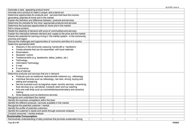 RPL Form 4 - JHS Learner_s Checklist of Competencies.pdf | Education