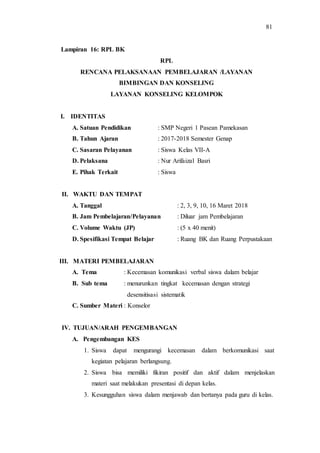 Contoh RPL konseling kelompok | DOCX
