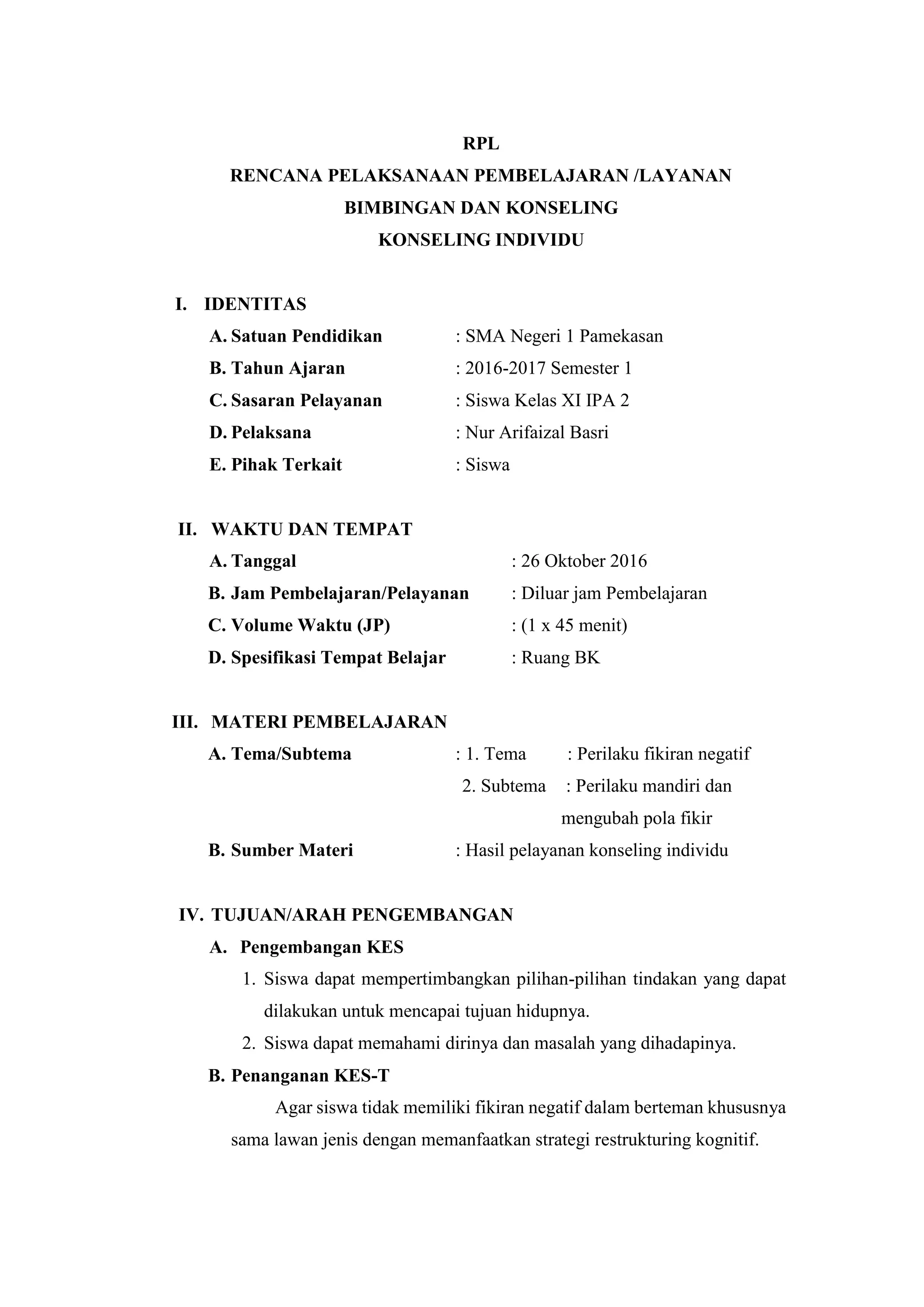 contoh RPL K13 | PDF