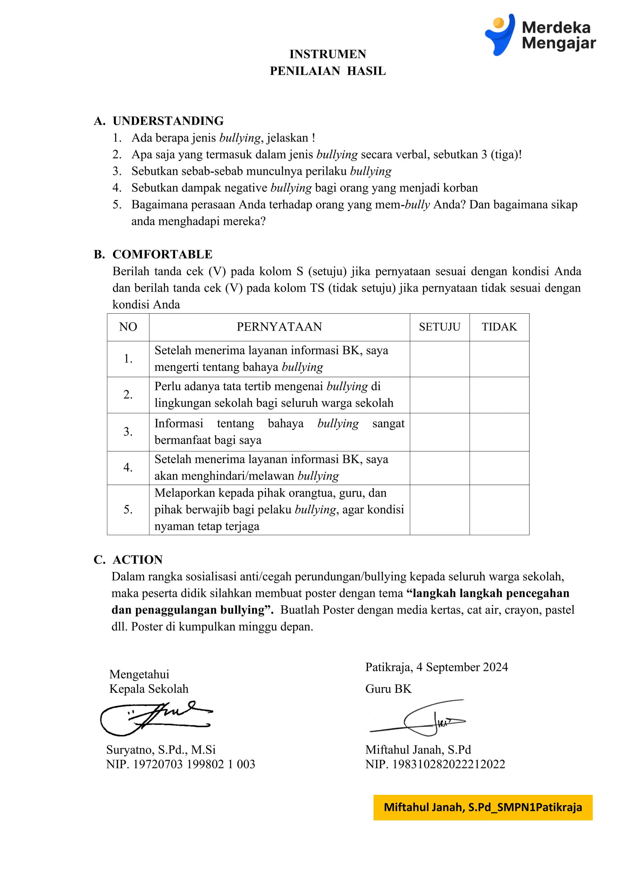RPL STOP BULLYING di SMP Negeri 1 Patikraja | PDF