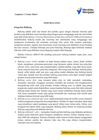 RPL STOP BULLYING di SMP Negeri 1 Patikraja | PDF