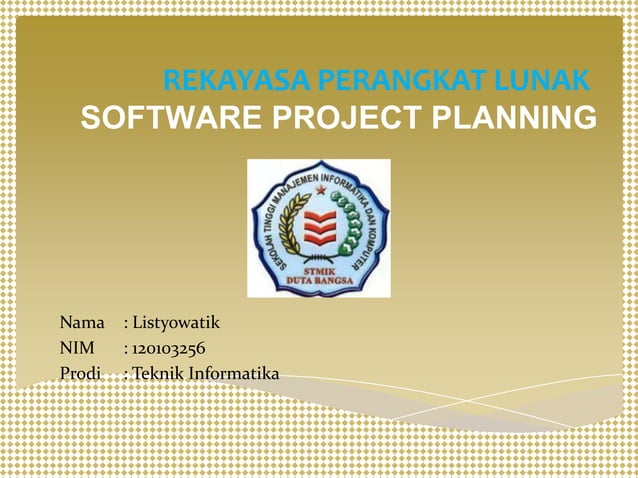 Rekayasa Perangkat Lunak (SOFTWARE PROJECT PLANNING) | PPT