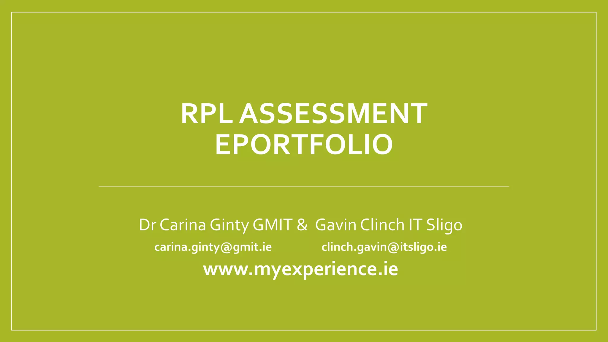 RPL toolkit portfolio presentation for e-portfolios and more conference ...