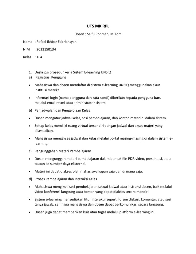 Laporan Tugas Akhir Kelompok Mata Kuliah RPL | PDF